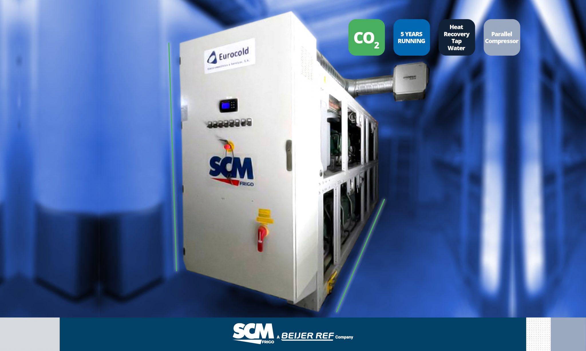 A Transcritical CO2 Booster Rack running from more than 5 years | SCM Frigo